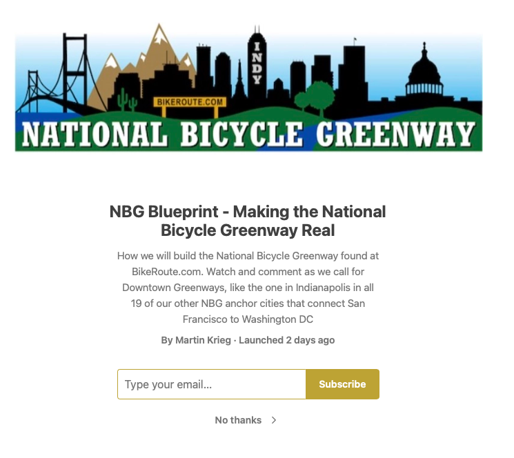 NBG Blue print – Making the National Bicycle Greenway Real on Substack